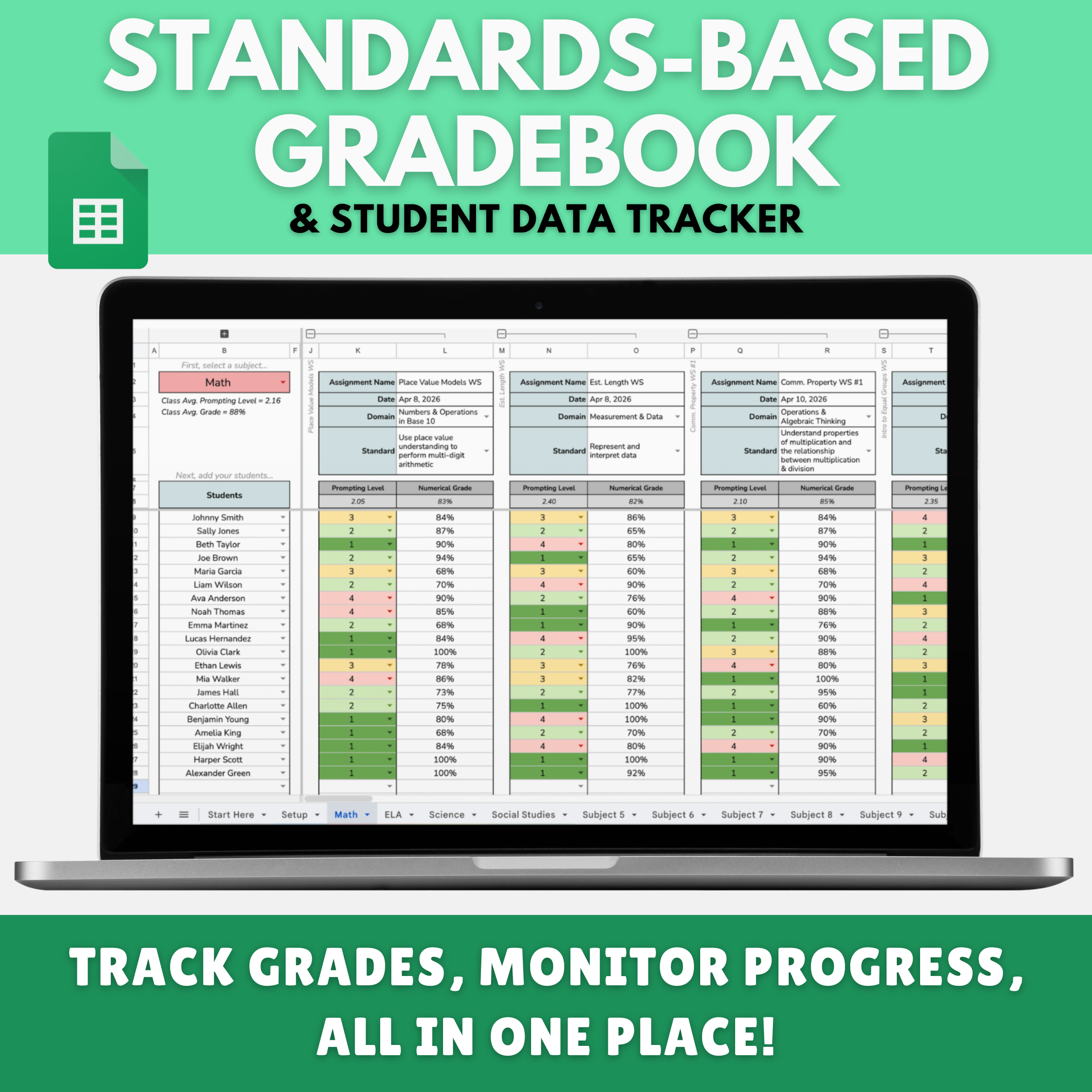 Standards-Based Gradebook & Student Data Tracker – Sheets that Teach